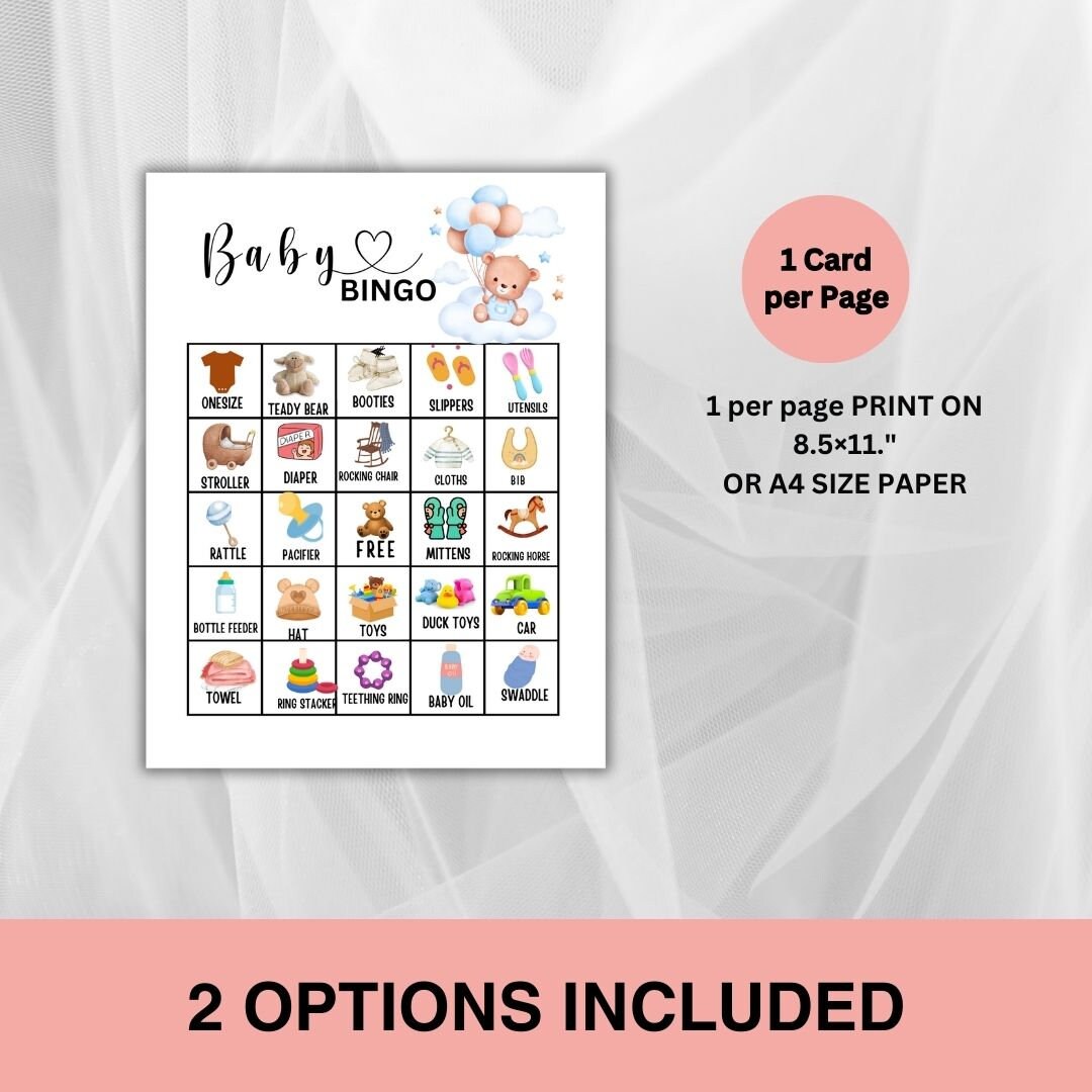 Baby Shower Bingo Game Printable-baby Boy Girl Bingo Games-gender ...