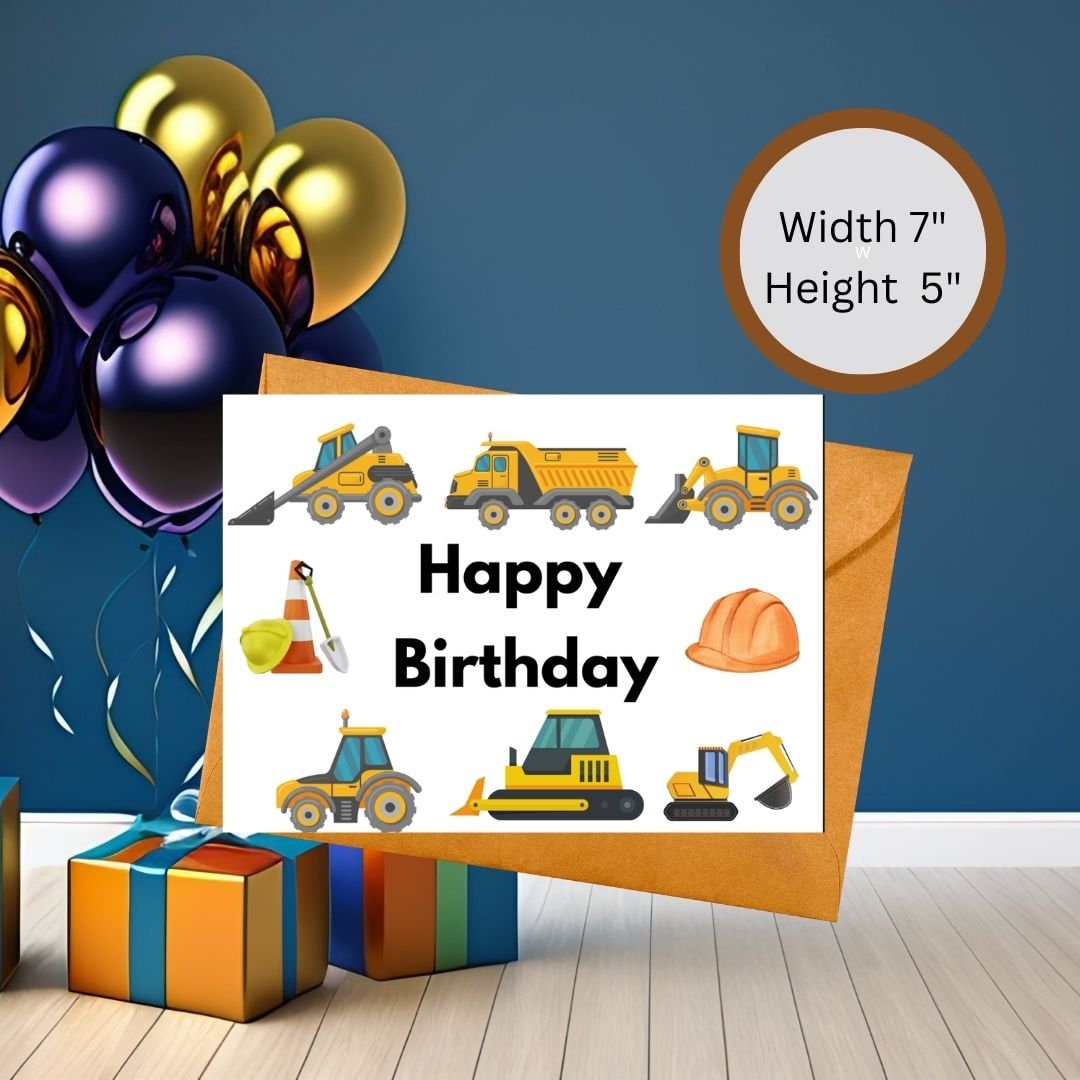 Printable Construction Truck Birthday Card for Kids,dumper Truck ...
