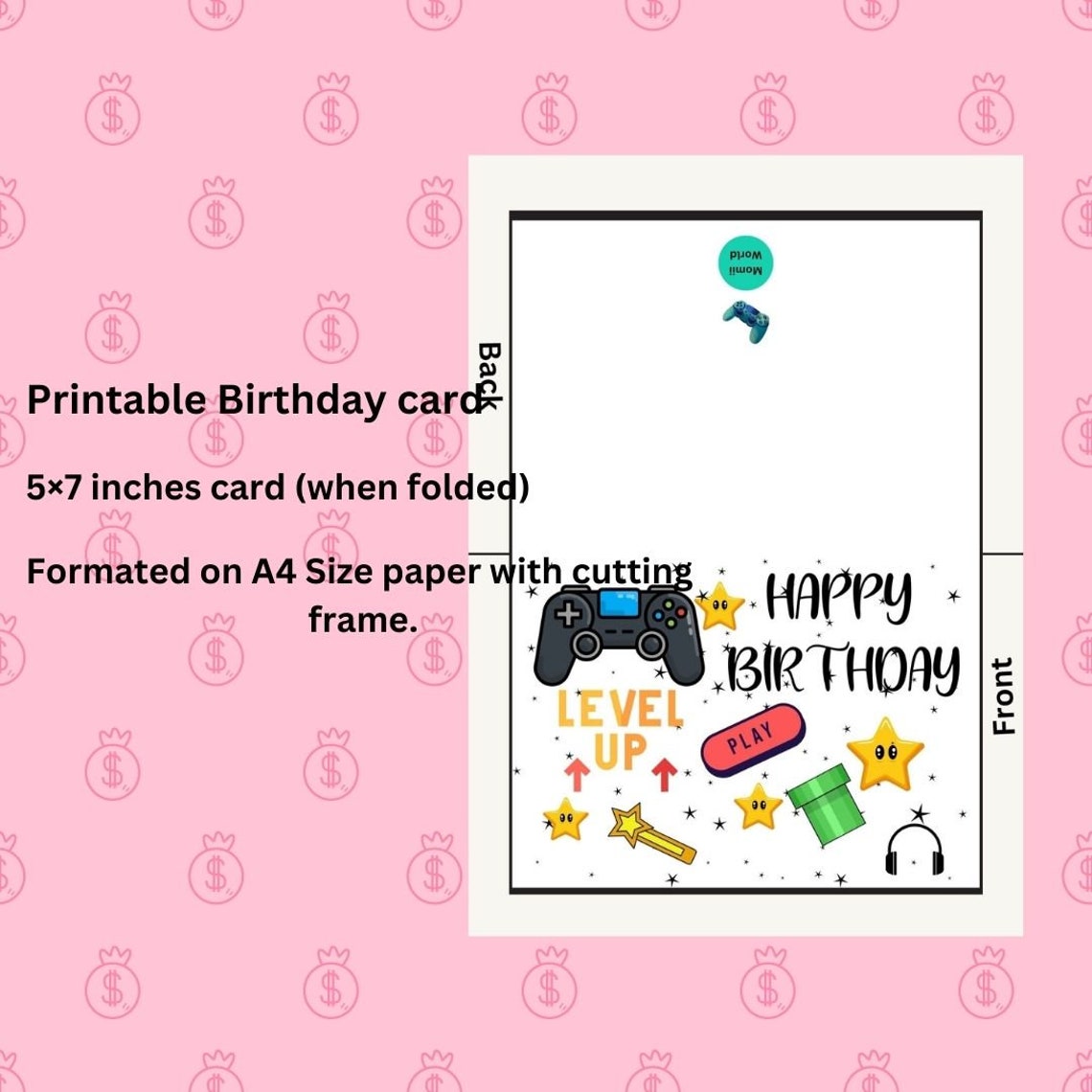Video Game Birthday Card Printable, Birthday Card for Kids,printable ...