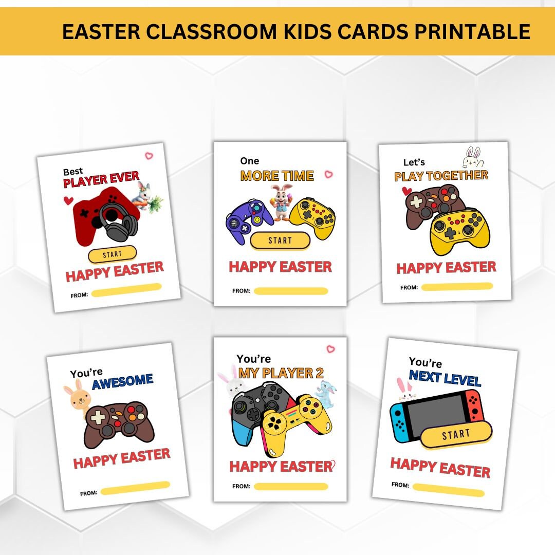Printable Video Game Easter Card,classroom Easter Cards for Kids ...