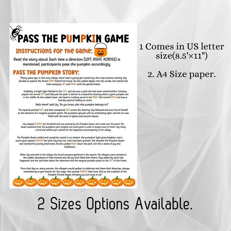 Pass the Pumpkin Game, Halloween Printable (digital Download) - Etsy