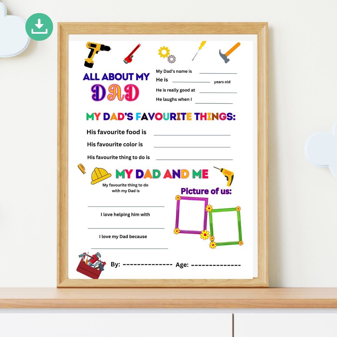All About My Dad Tools Theme Printable,fill in Template, Printable Free ...
