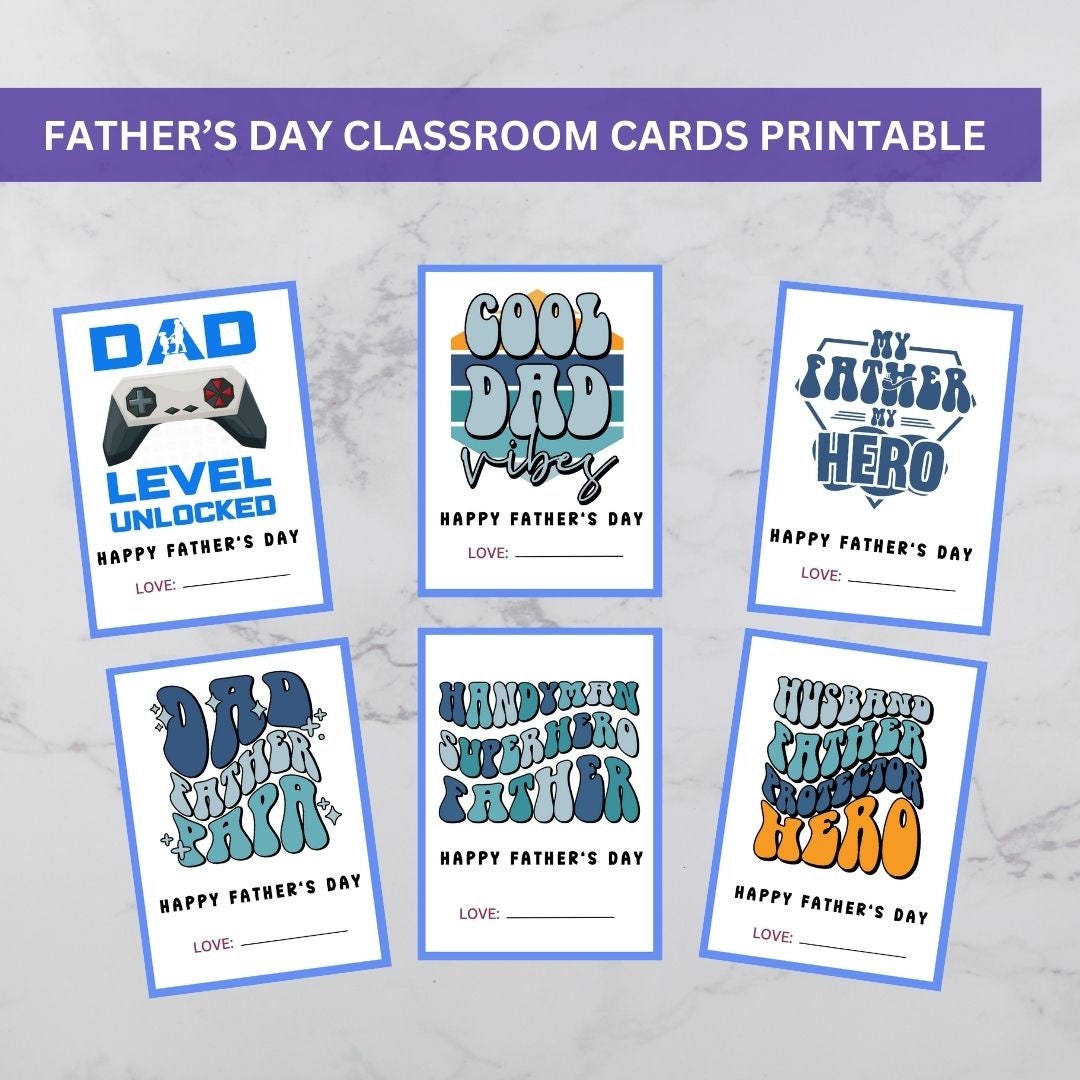 Father's Day Classroom Cards for Kids, Father's Day Printables,father's ...