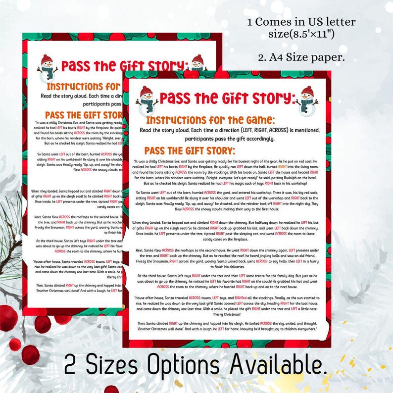 Pass the Gift Game,christmas Pass the Gift Game, Printable Christmas ...