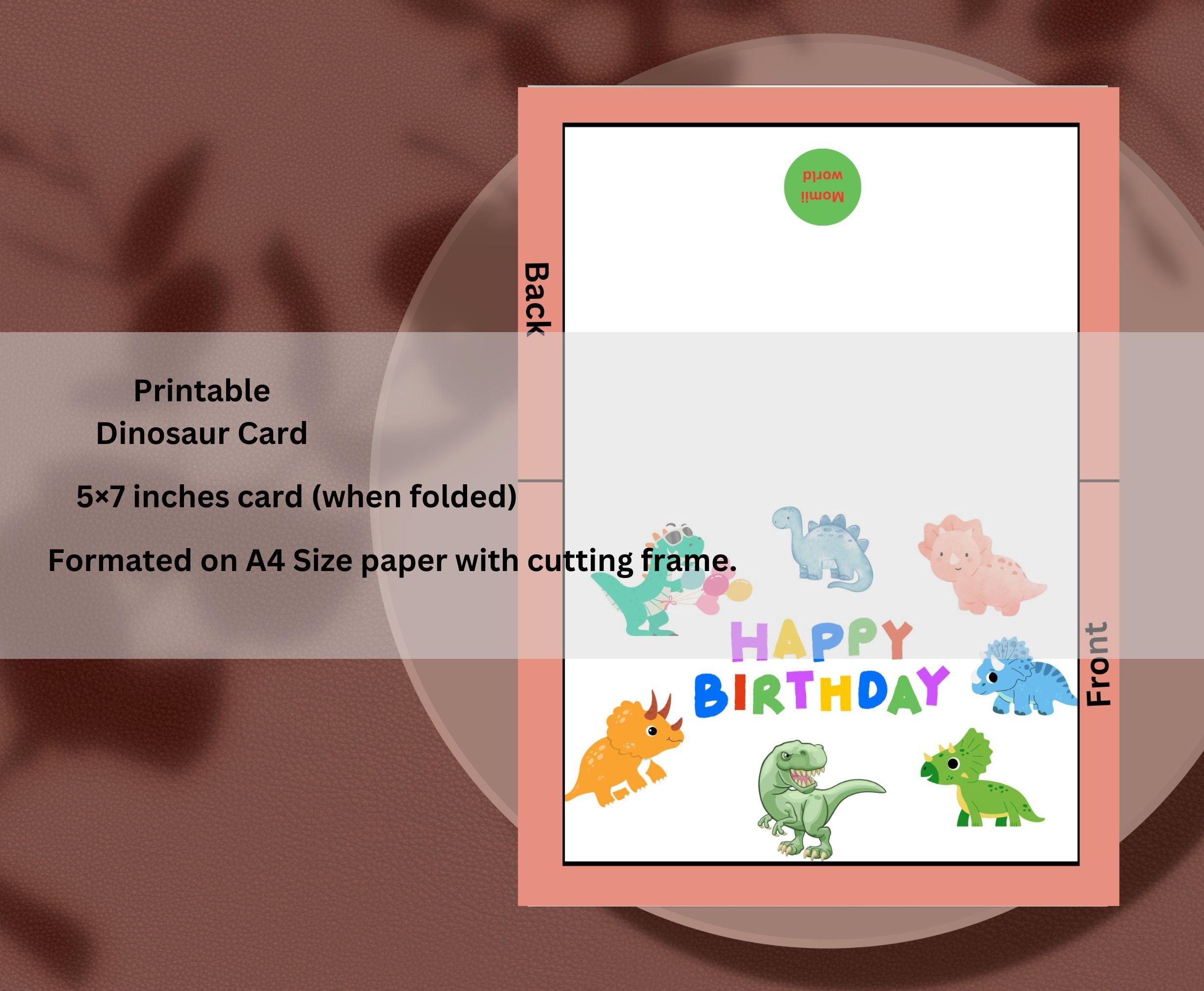 Printable Dinosaur Birthday Card for Kids,dino Card,,digital Download ...
