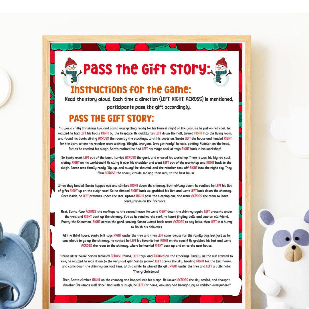 Pass the Gift Game,christmas Pass the Gift Game, Printable Christmas ...
