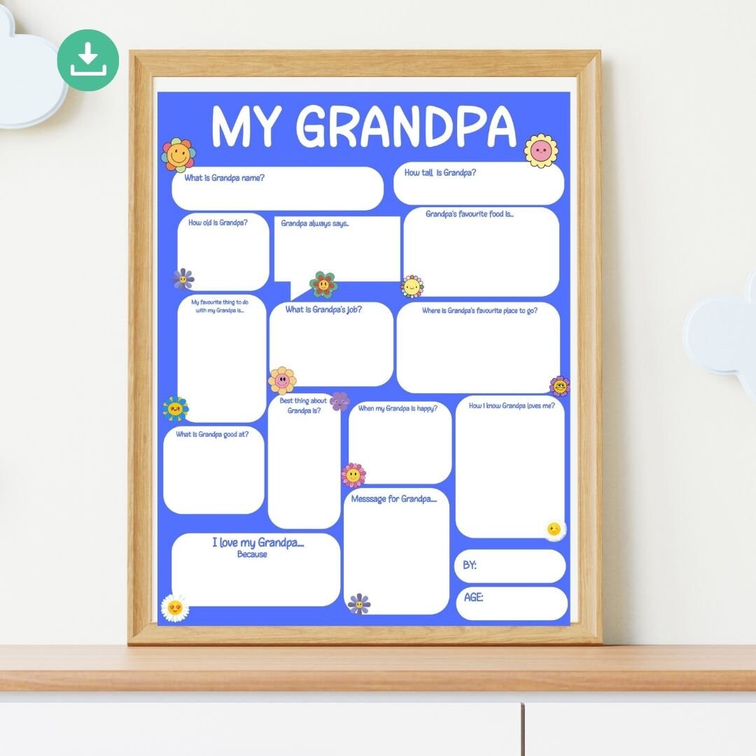 My Grandpa Printable Fill in Template,gift From Kids,fathers Day Gift ...