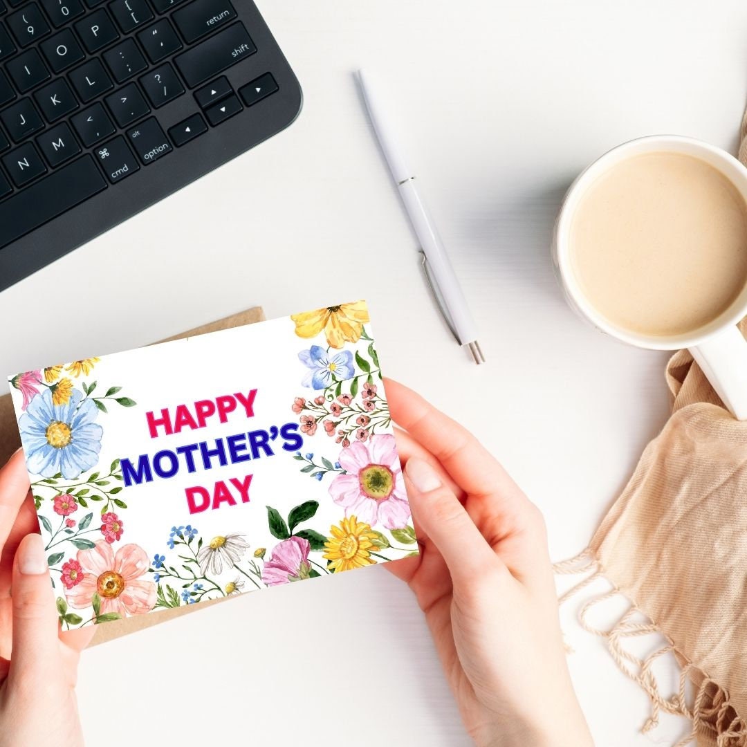 Happy Mother's Day Digital Card, Printable Mother's Day Card,botanical ...