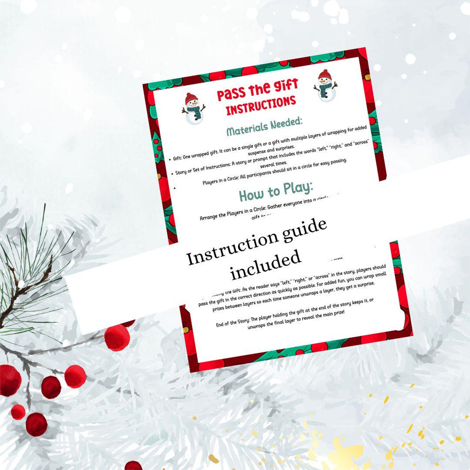 Pass the Gift Game,christmas Pass the Gift Game, Printable Christmas ...