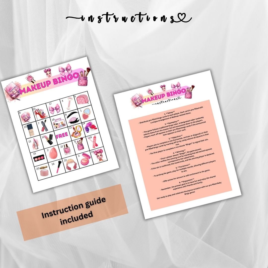 Makeup Party Bingo Game: 30 Glamorous Bingo Cards (digital Download) - Etsy