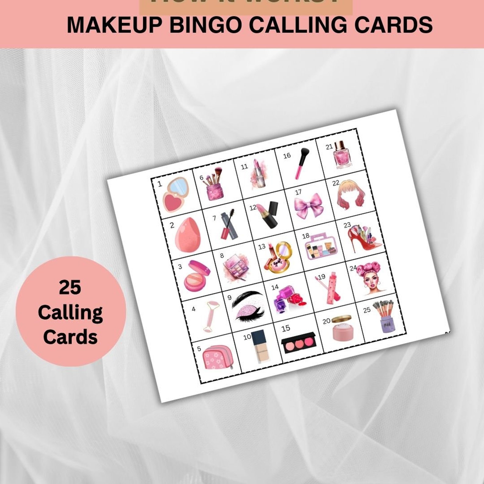 Makeup Party Bingo Game: 30 Glamorous Bingo Cards (digital Download) - Etsy