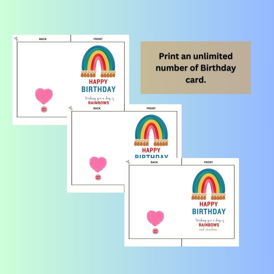 Printable Rainbow Card,rainbow Birthday Card,boho Rainbow Birthday Card ...