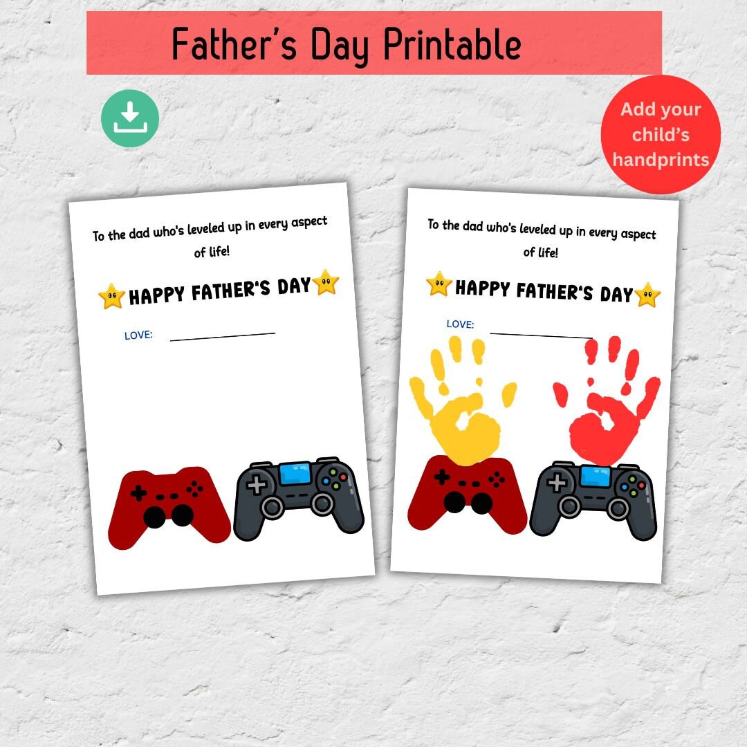 Gamer Handprint Art Craft,daddy Poem,fathers Day,baby Kid Toddler ...