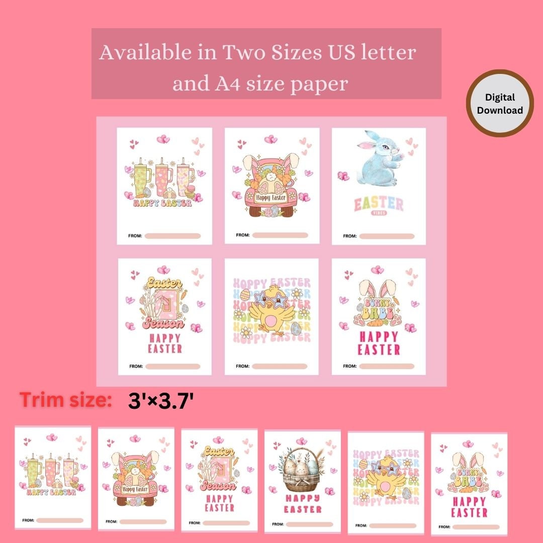 Printable Retro Easter Card,classroom Easter Cards for Kids, Easter ...