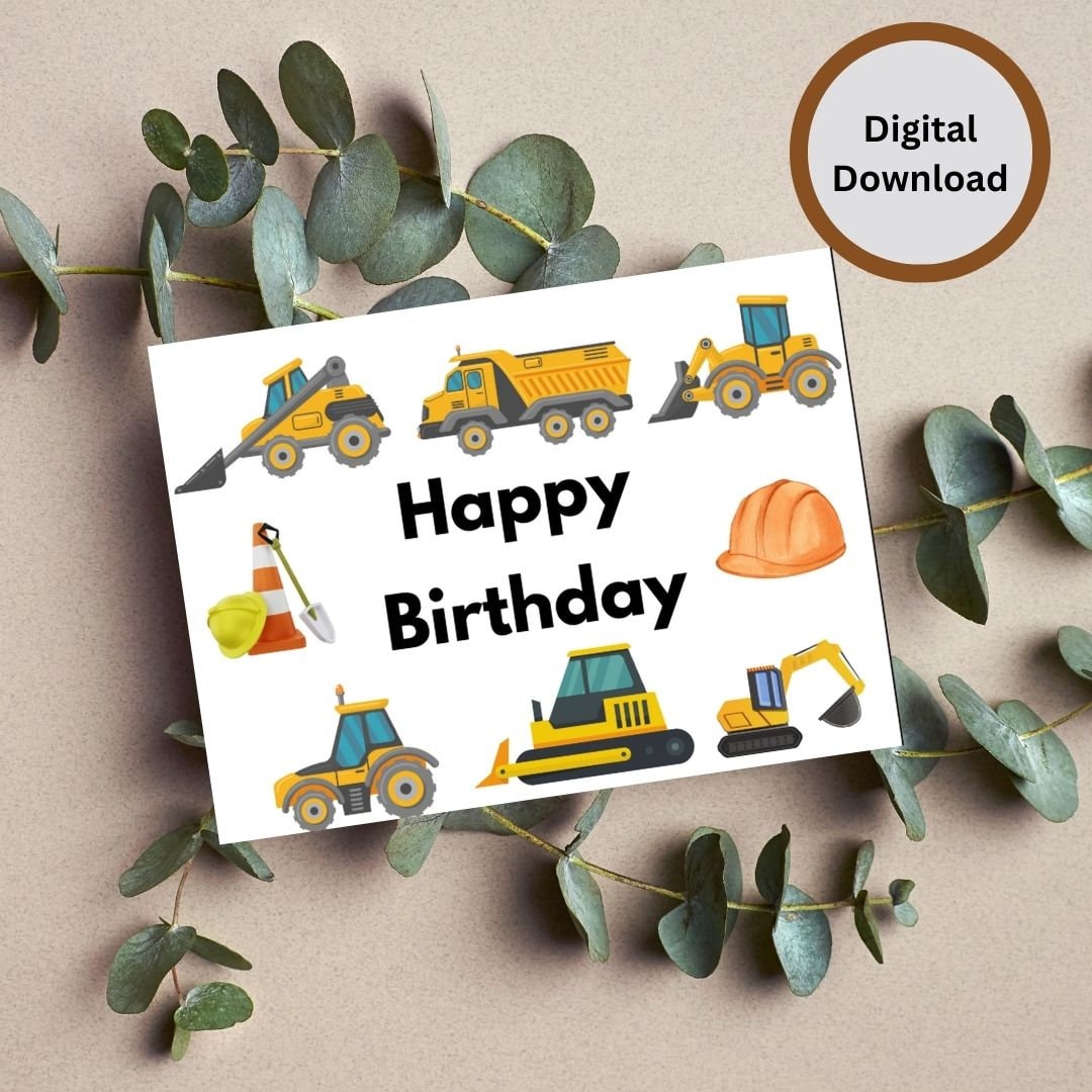 Printable Construction Truck Birthday Card for Kids,dumper Truck ...