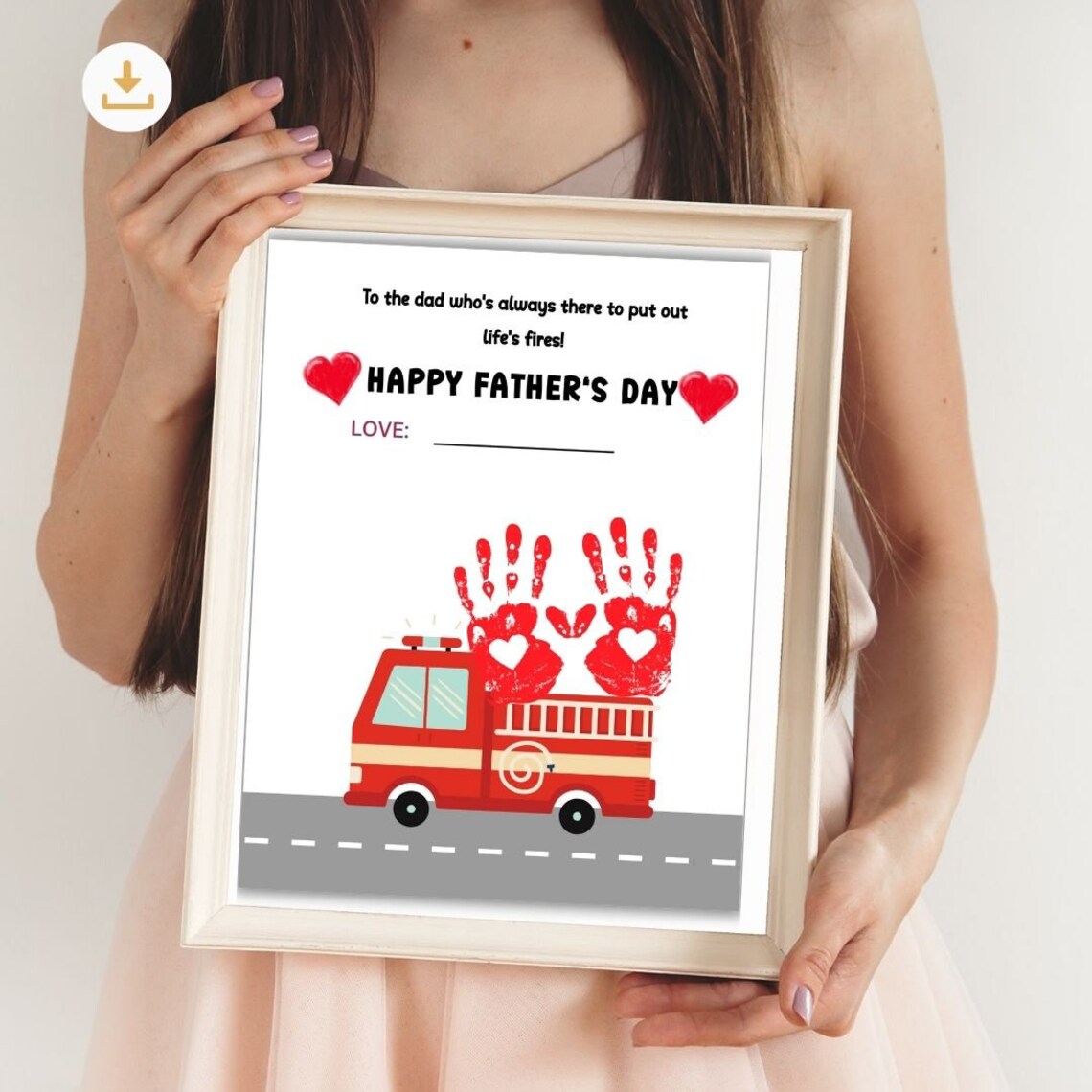 Firetruck Handprint Art Craft,daddy Poem,fathers Day,baby Kid Toddler ...