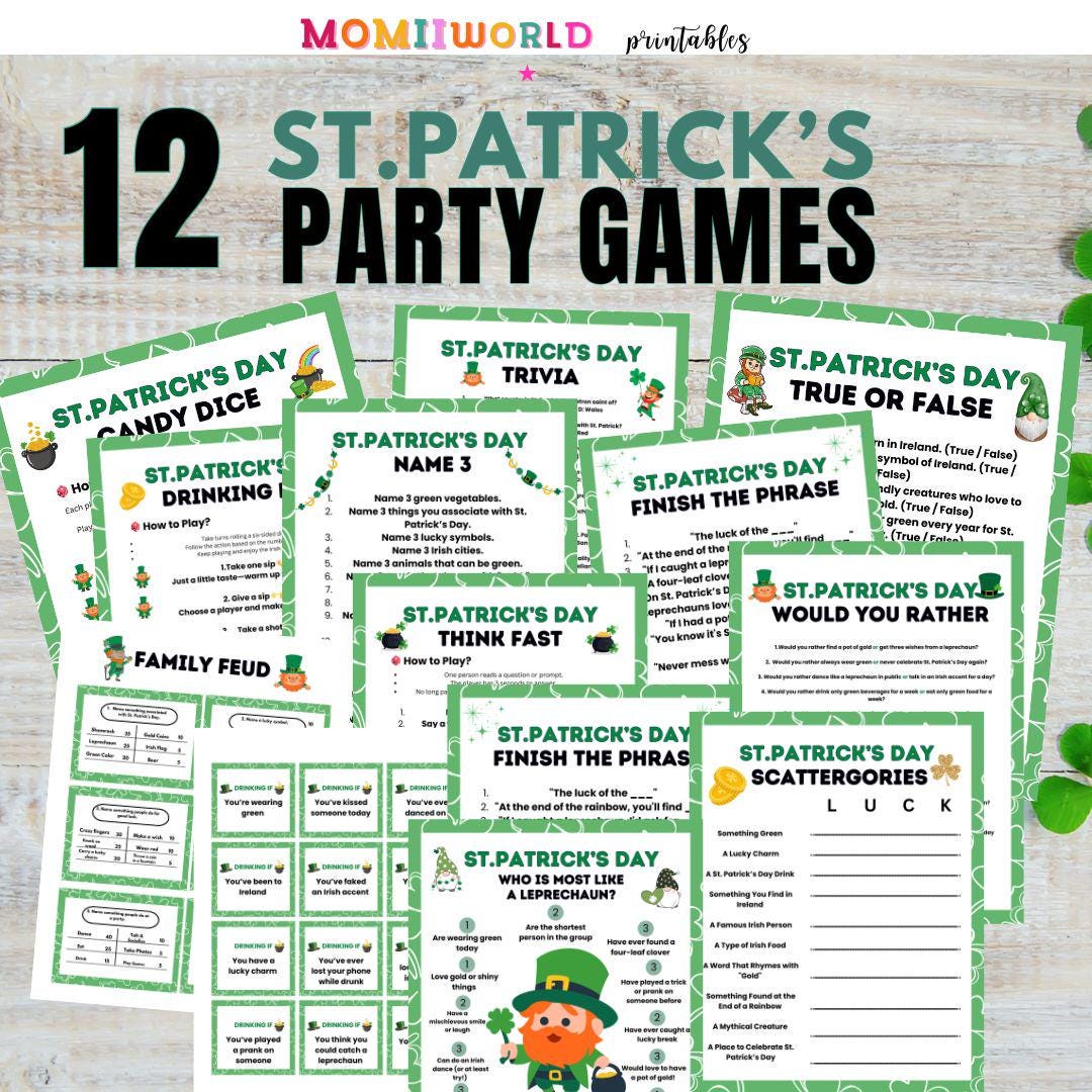 St. Patrick’s Day Game Bundle 12 Games Bundle ,st. Patrick’s Party Game ...