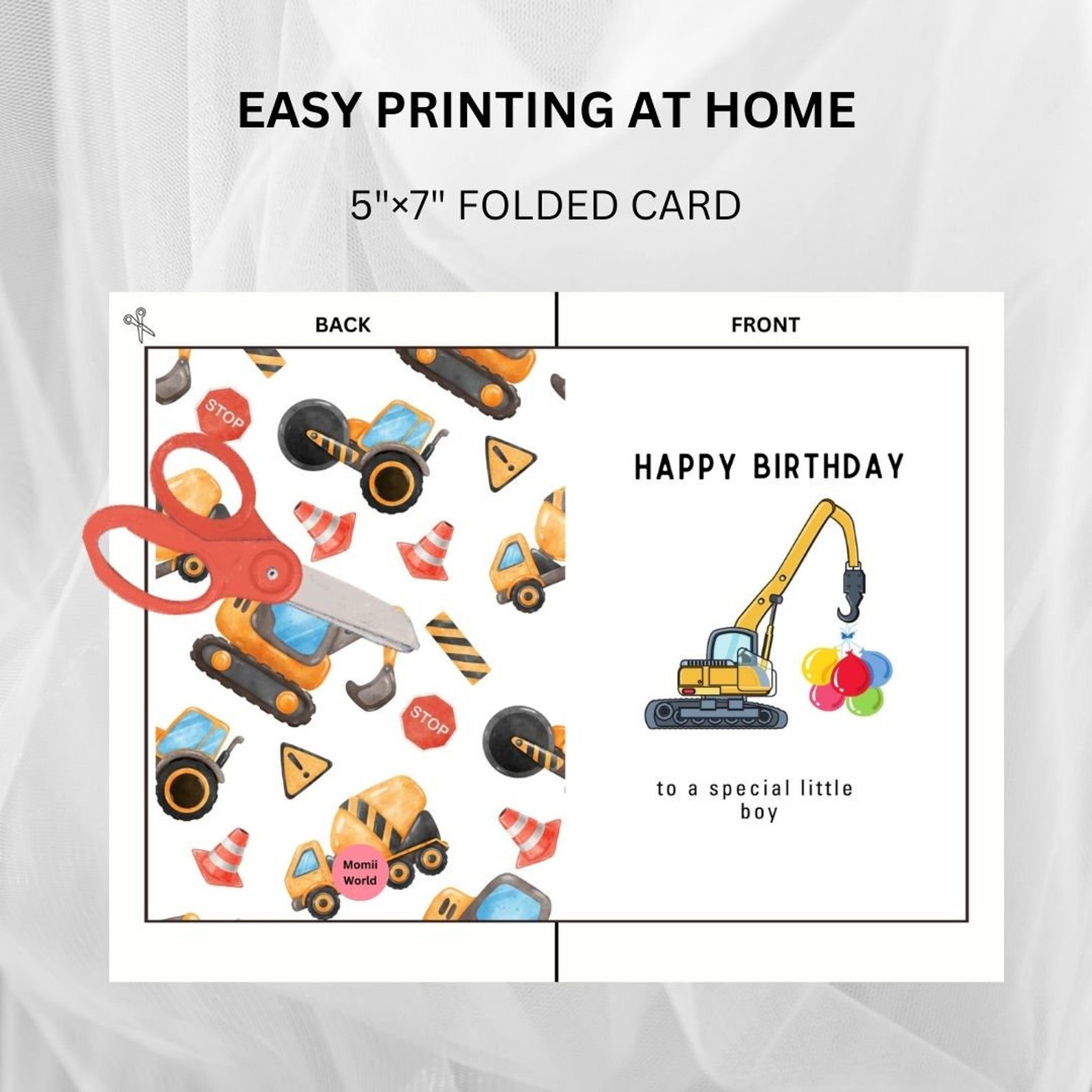 Printable Construction Truck Birthday Card for Kids,dumper Truck ...