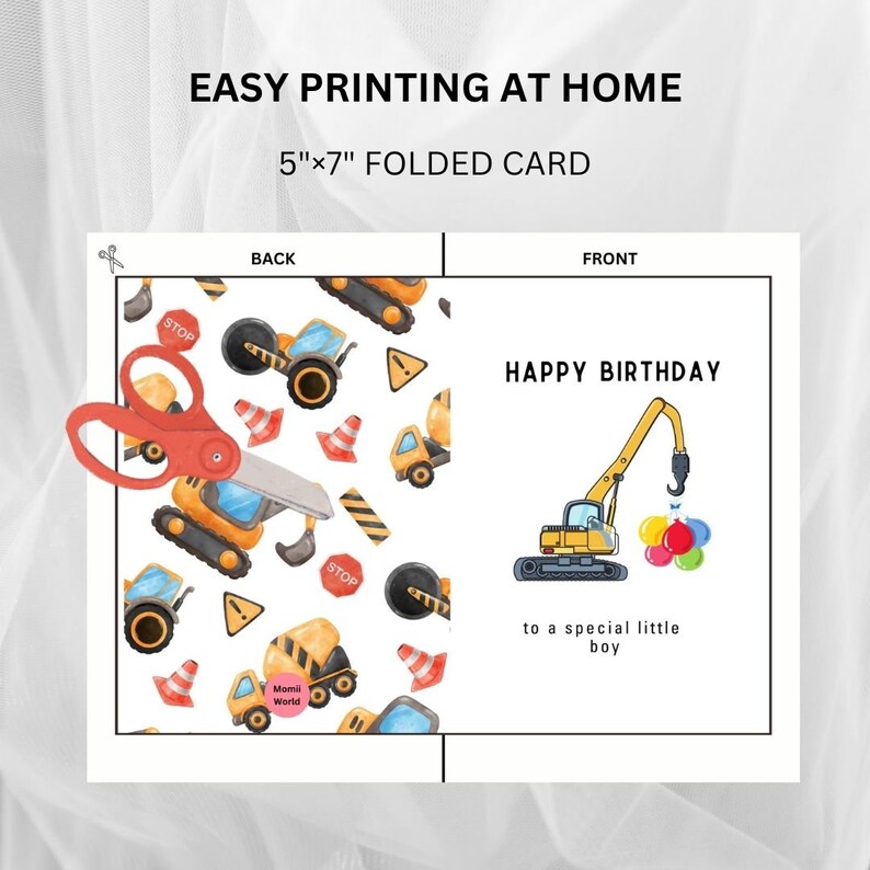 Construction Truck Birthday Card for Kids (digital Download) - Etsy