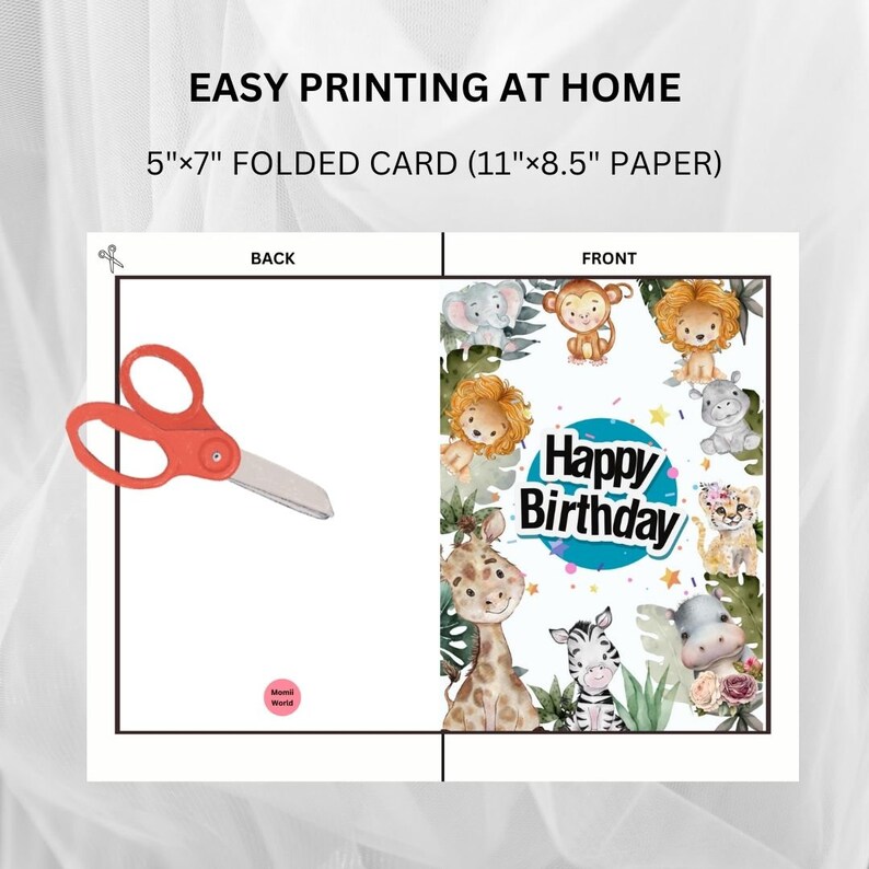 Printable Animal Safari Birthday Cards,jungle Animals Birthday Card ...