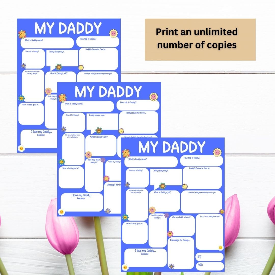 My Daddy Printable Fill in Template,gift From Kids,fathers Day Gift,all ...