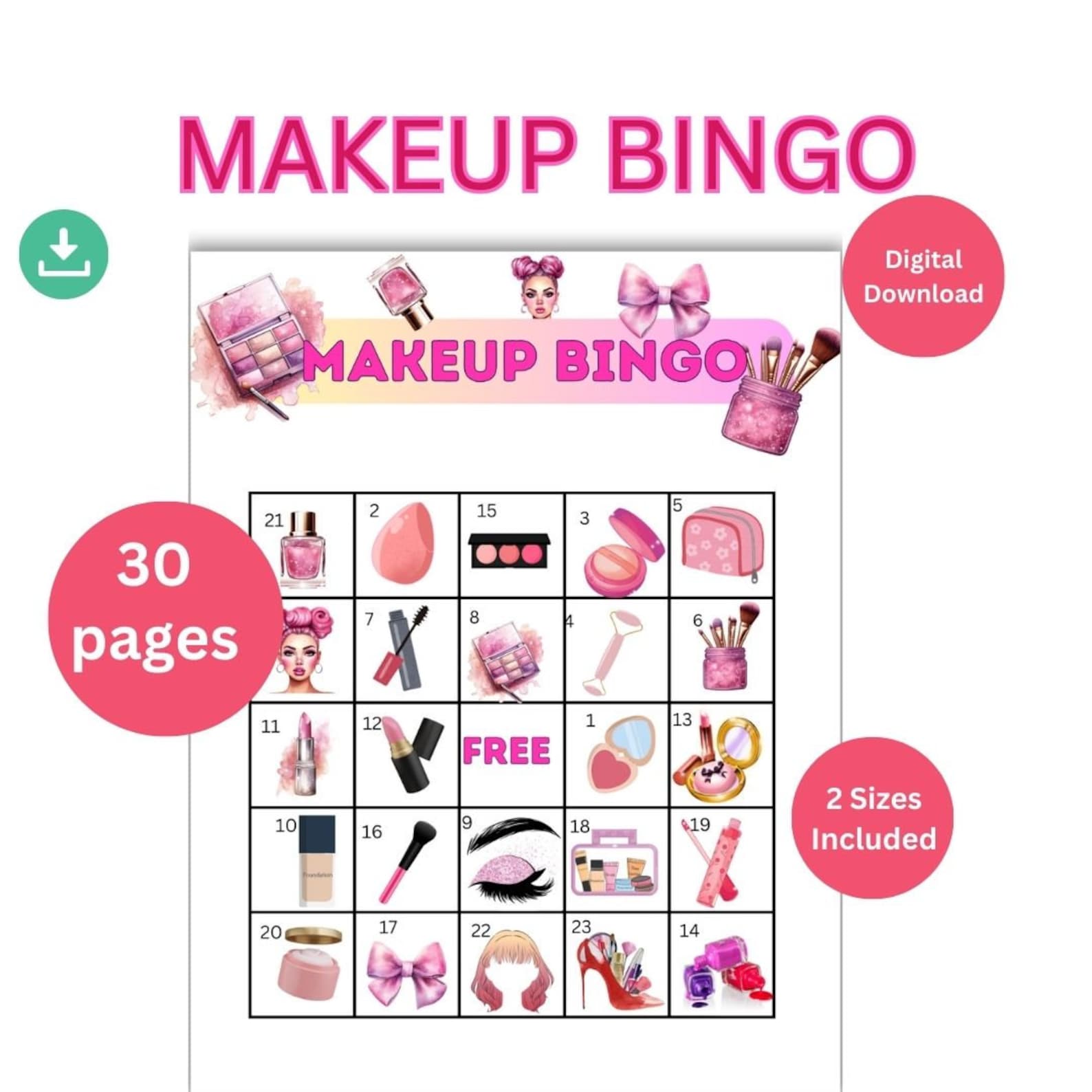 Makeup Party Bingo Game: 30 Printable Cards (instant Download) - Etsy