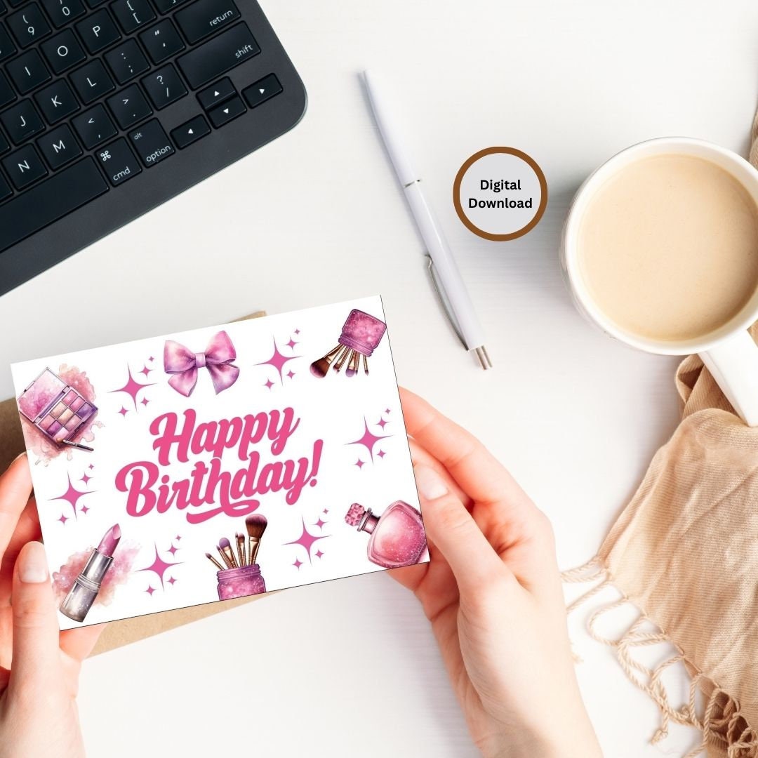 Makeup Happy Birthday Card,teen Girls Birthday Card,glam Birthday Card ...