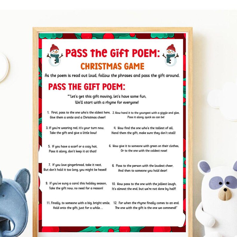 Christmas Pass the Gift Poem Game, Holiday Fun (digital Download) - Etsy