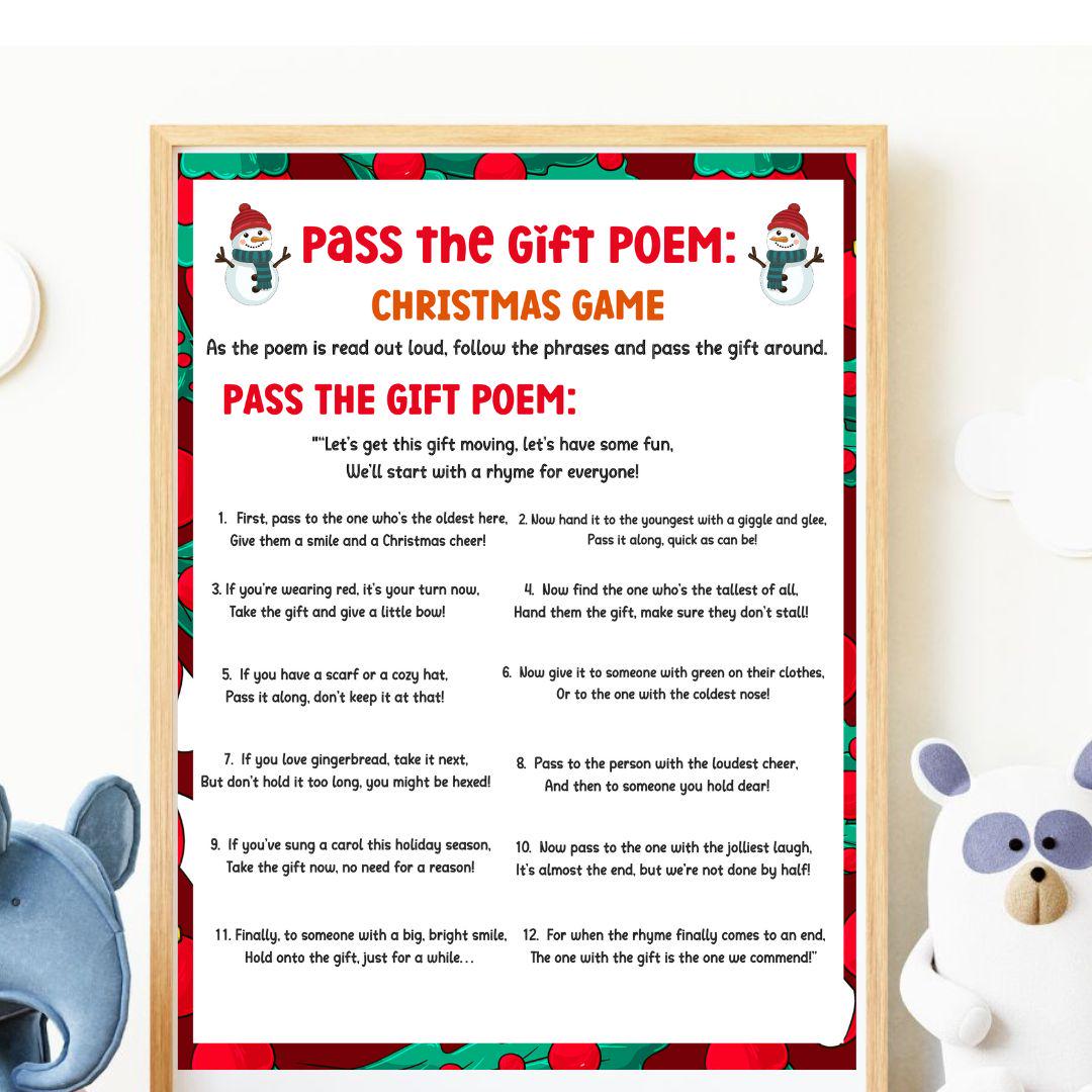 Christmas Pass the Gift Poem Game, Holiday Fun (digital Download) - Etsy