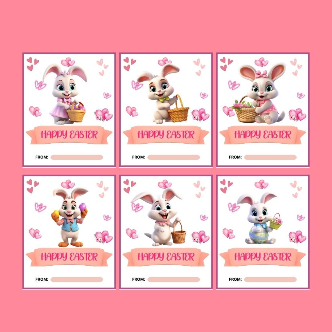 Printable Bunny Easter Card,classroom Easter Cards for Kids, Easter ...