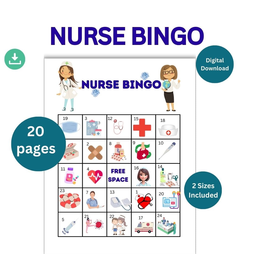 Nurse Bingo Game: 20 Printable Medical Games (instant Download) - Etsy