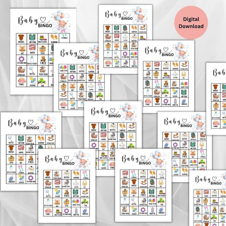 Baby Shower Bingo Game Printable-baby Boy Girl Bingo Games-gender ...