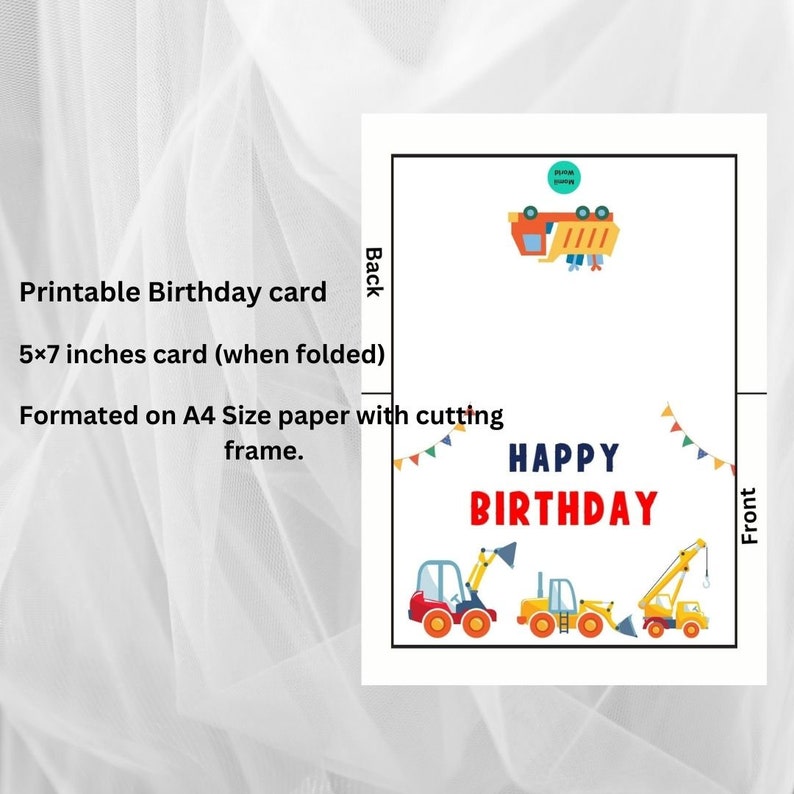 Printable Construction Truck Birthday Card for Kids,dumper Truck ...