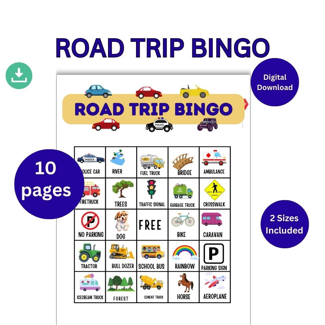 Road Trip Bingo Game: Family Adventure Printable (digital Download) - Etsy