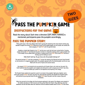 Pass the Pumpkin Game,halloween Printable Game,left,right,across Pass ...