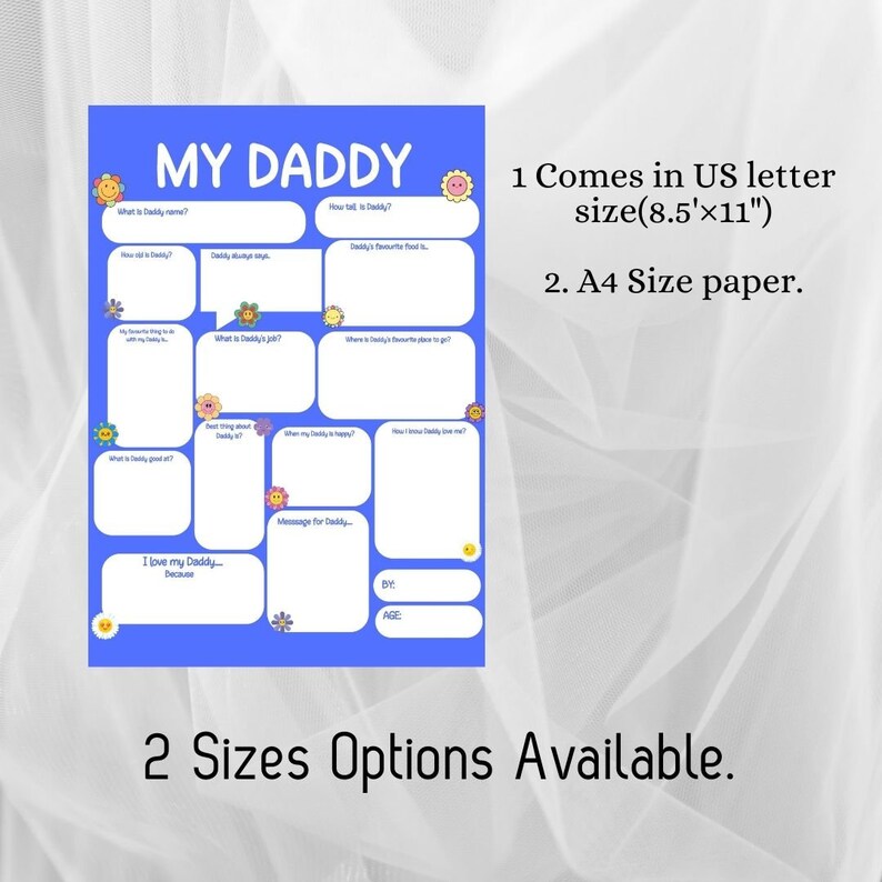 My Daddy Printable Fill in Template,gift From Kids,fathers Day Gift,all ...