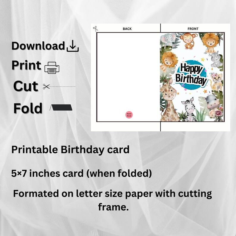 Printable Animal Safari Birthday Cards,jungle Animals Birthday Card ...