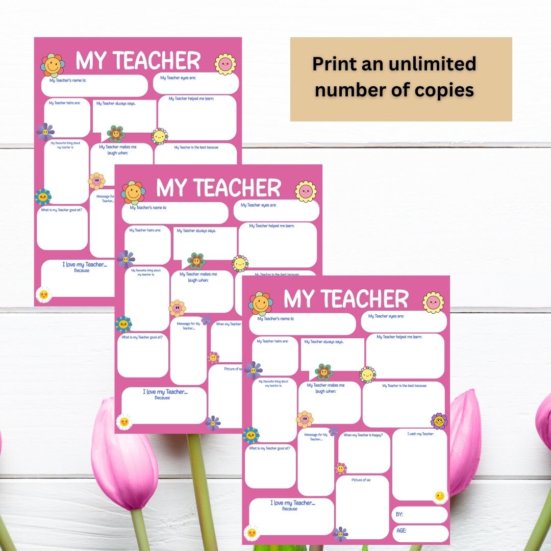 My Teacher Printable Fill in Template,gift From Students,teacher ...