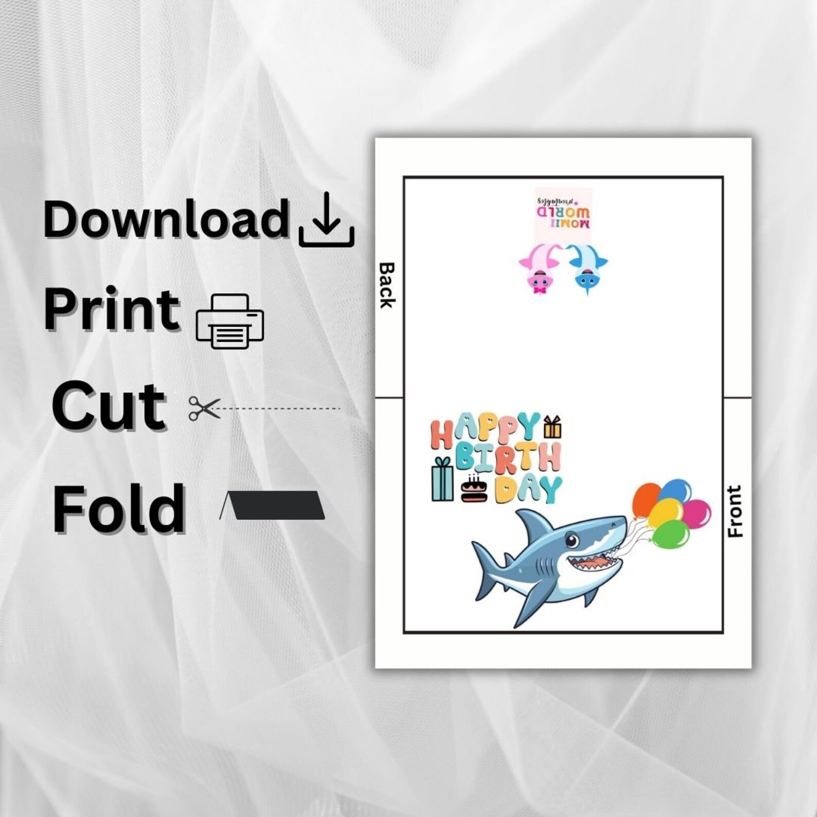 Shark Birthday Card for Kids: Printable Digital Download - Etsy