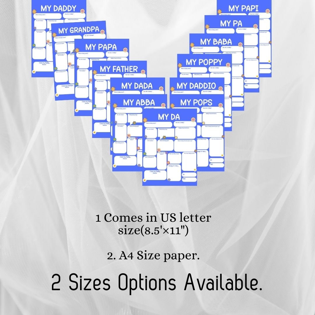 My Dad Printable Fill in Template,gift From Kids,fathers Day Gift,fill ...