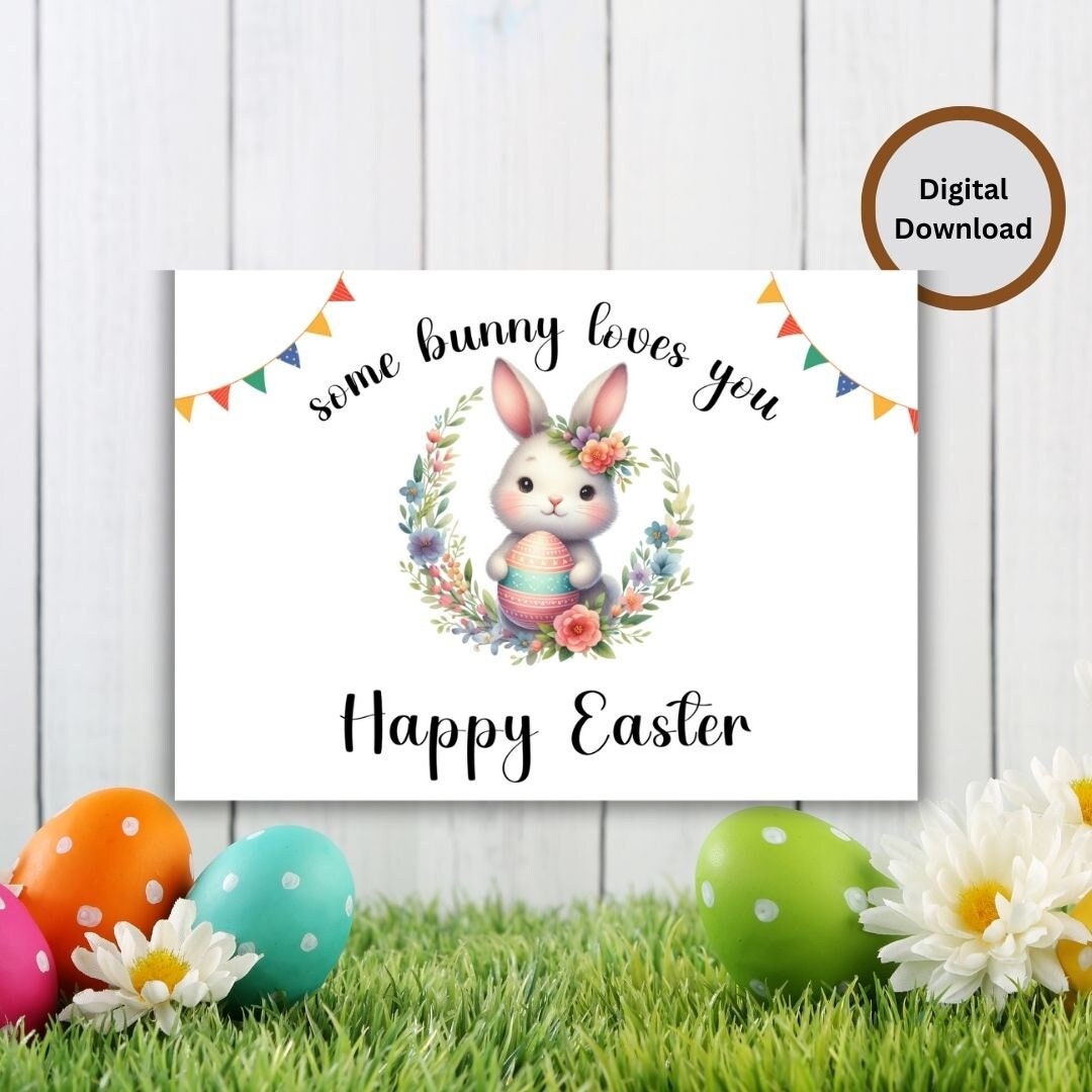 Some Bunny Loves You Easter Card, Happy Easter,easter Bunny Card,cute ...