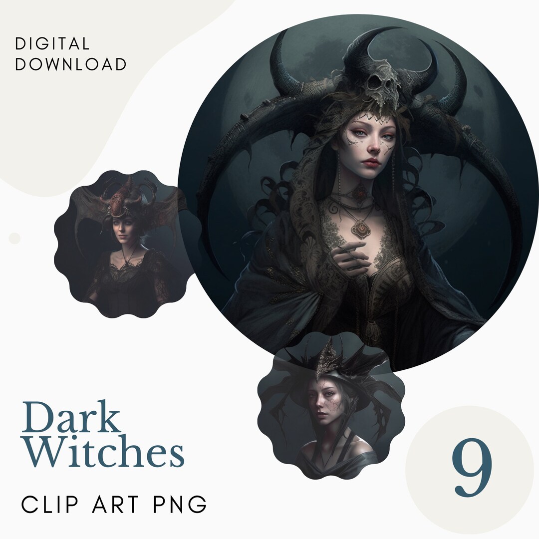Witch Watercolor Png Clipart Bundle Dark Witch Style Magical - Etsy