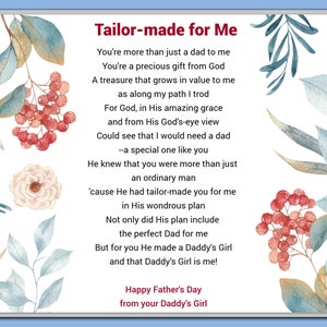 Father's Day Poem From Daddy's Girl | Perfect Gift for Her Beloved ...