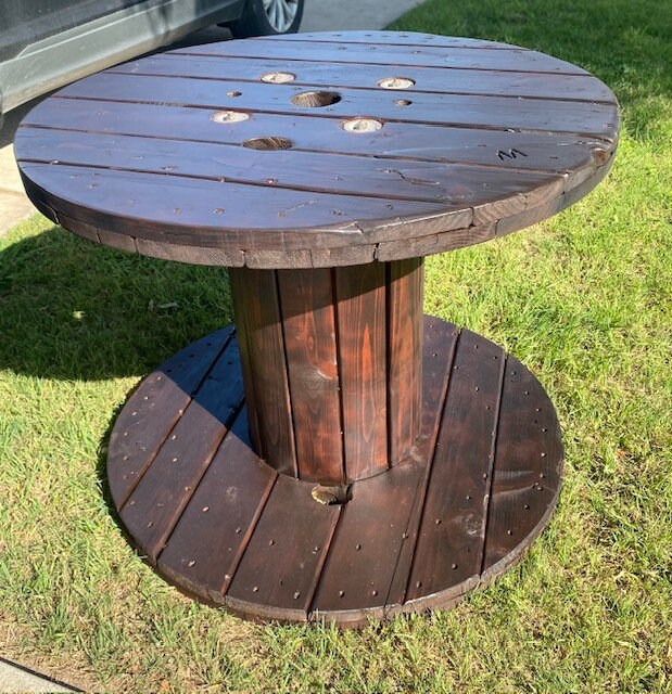 Mesquite Stained Wooden Spool Table - Etsy