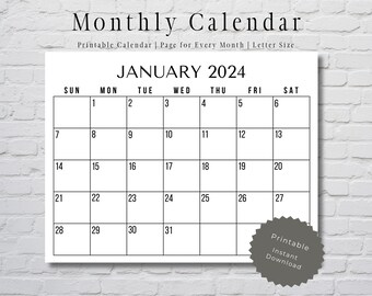 2024 Calendar Bundle Bold Font Printable 2024 Monthly Calendar ...