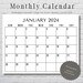 2024 Calendar Bundle Bold Font Printable 2024 Monthly Calendar ...