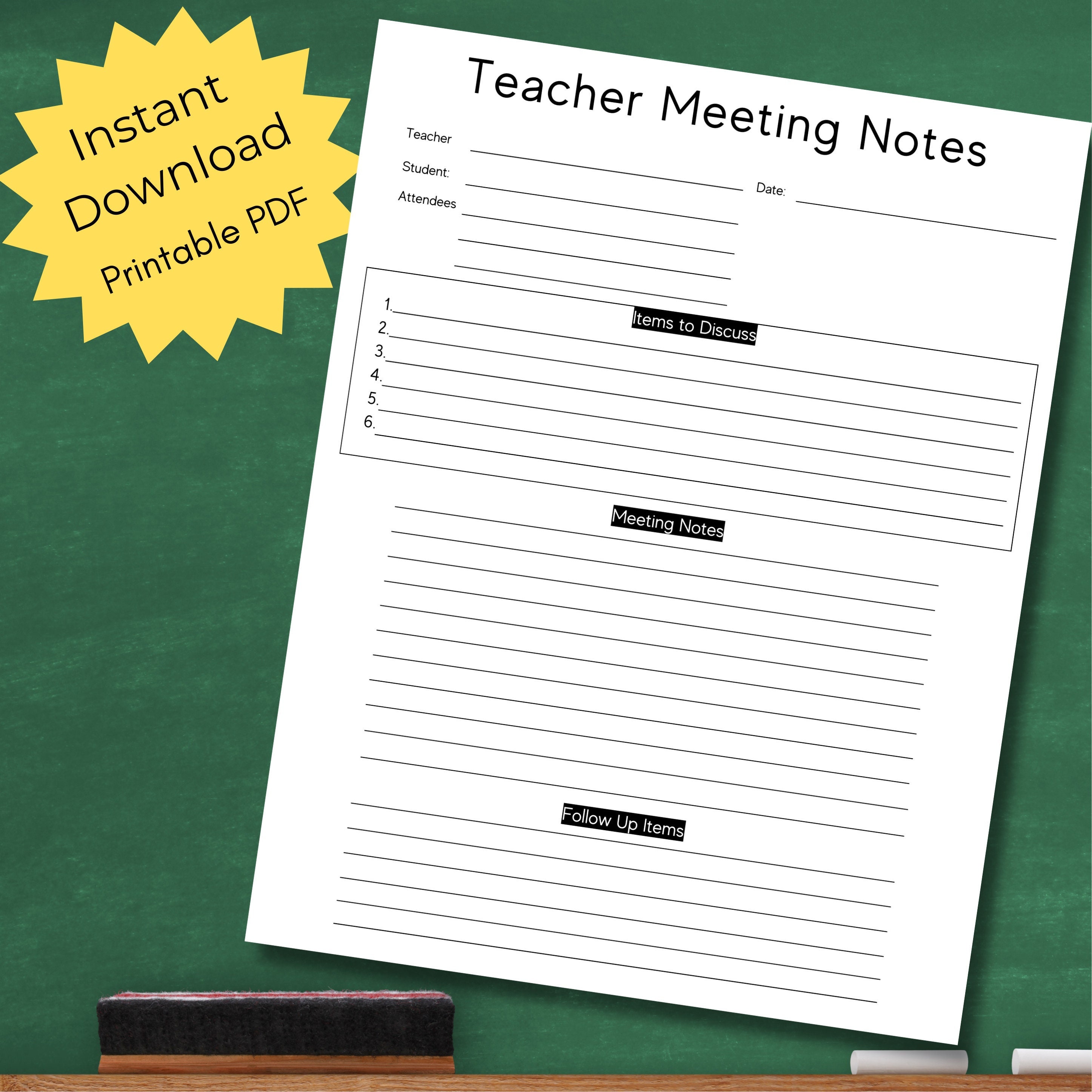 Teacher Meeting Notes Printable Teacher Meeting Notes - Etsy