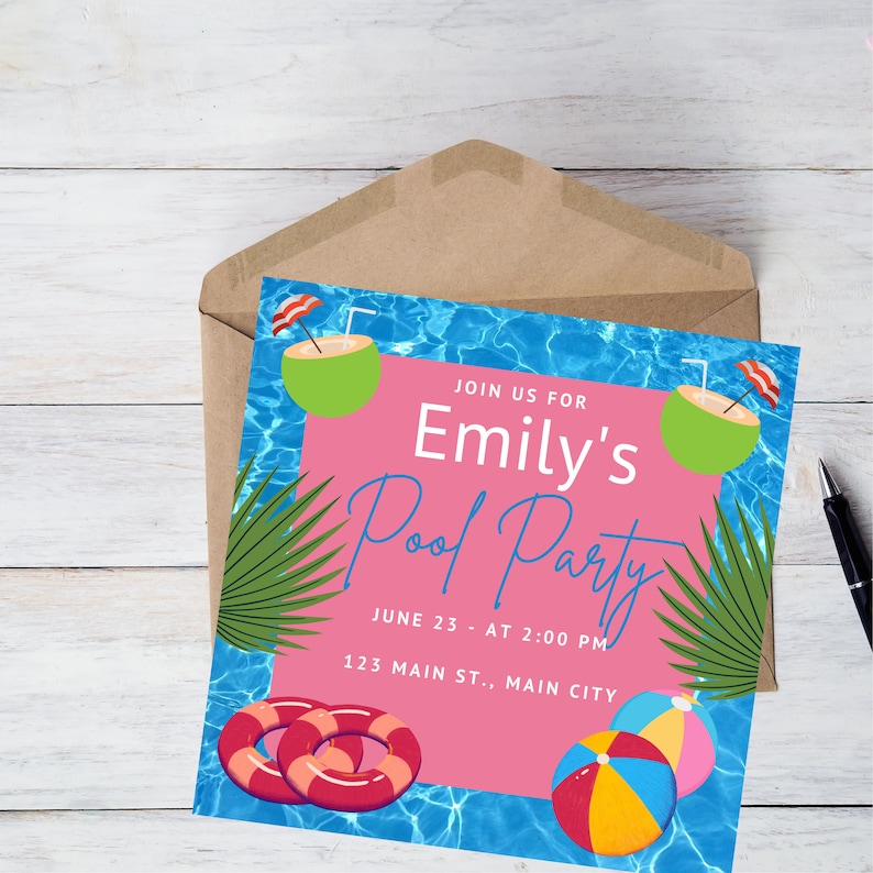 Pool Party Invitation | Pool Birthday Invitation | Pool Party |summer ...