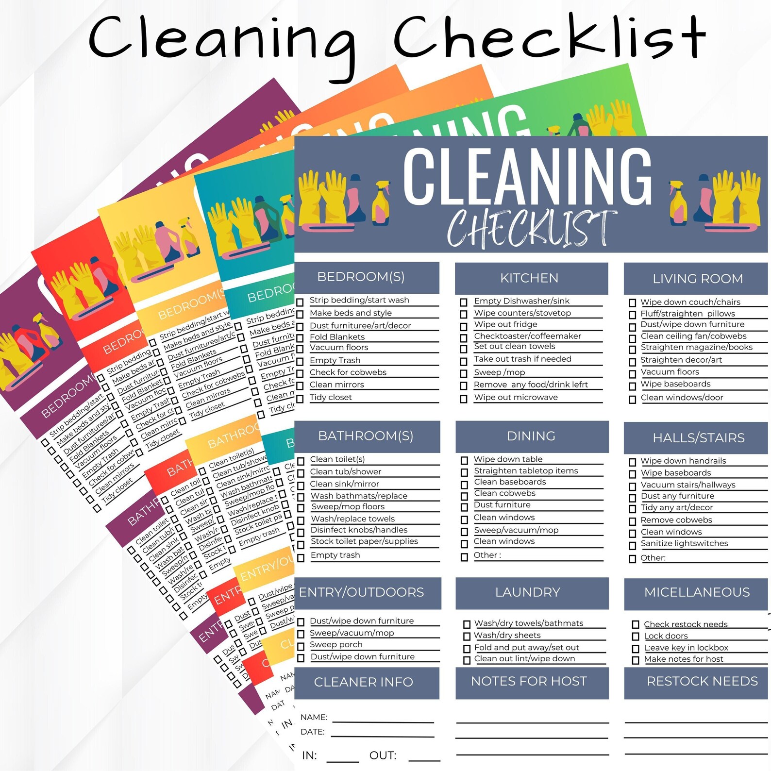 Cleaning Checklist Vacation Rental Cleaning Checklist Airbnb - Etsy