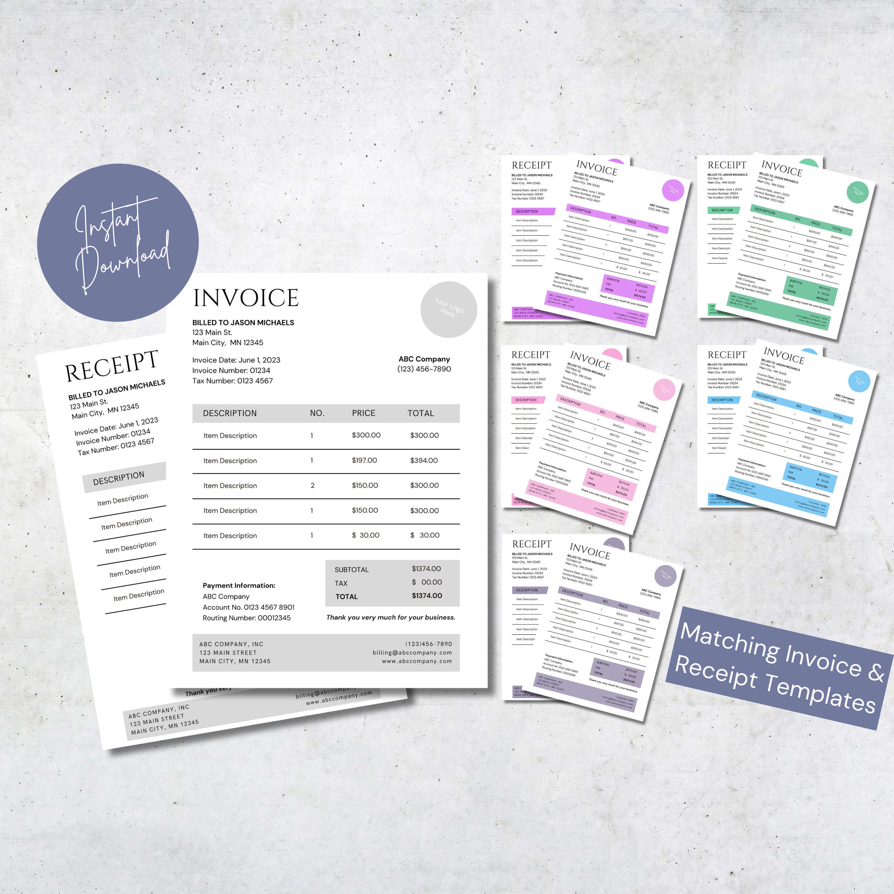 Invoice Editable Template | Printable Invoice and Receipt | Editable ...